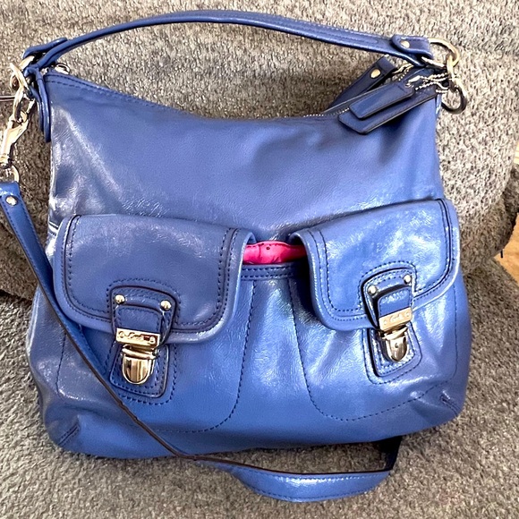 Coach | Bags | Coach F234 Daisy Liquid Gloss Pocket Periwinkle Blue ...